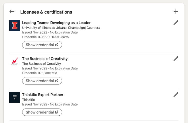 Thinkific App: Linkedin Profile Certification Integration Product Page - CourseProfs